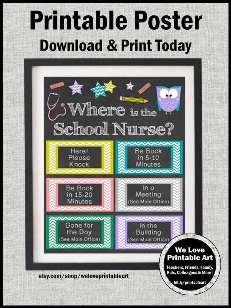 School Nurse Office Decor Door Sign PRINTABLE Poster | Etsy