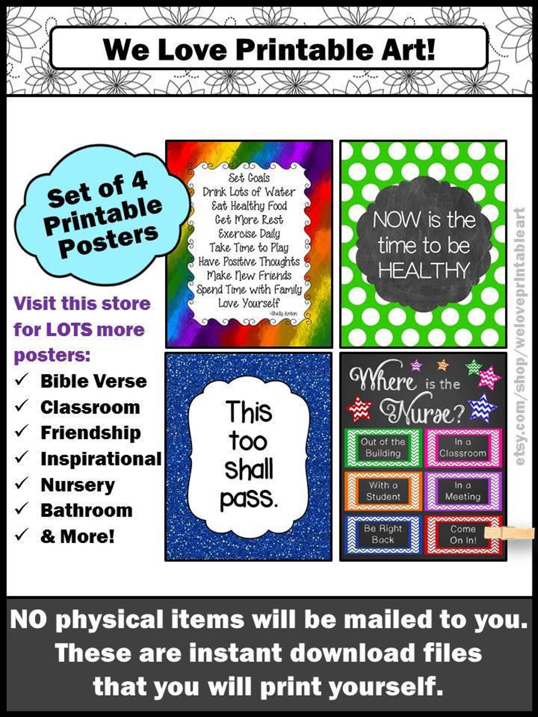 School Nurse Bundle of PRINTABLE Signs, Office Door Poster, Decor ...