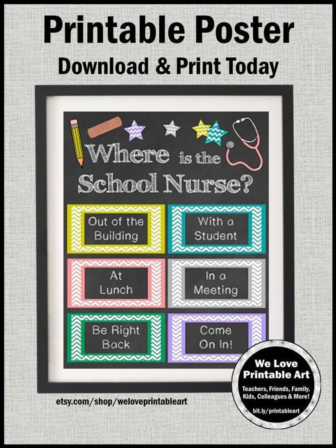 School Nurse Gift, Door Sign, Printable Decor, Nurses Appreciation Week ...