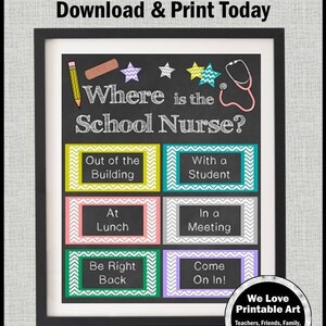 School Nurse Gift, Door Sign, Printable Decor, Nurses Appreciation Week ...
