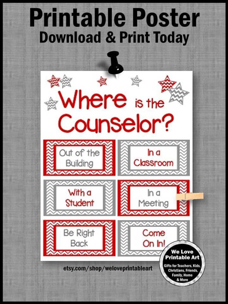 Where is the Counselor Door Sign Red Gray White Counseling - Etsy