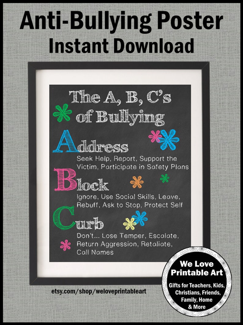 Anti Bullying Poster, Printable Classroom Decor, Classroom Decorations ...