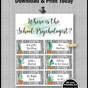 Cactus School Psychologist Door Sign, Succulents Office Decor ...