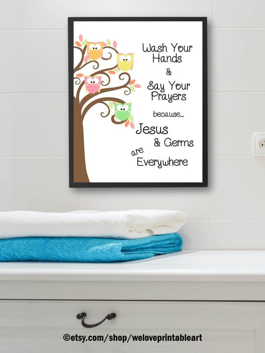 Kids Bathroom Art, Owls Theme, Kids Bathroom Decor, Wall Art, Wash Your ...