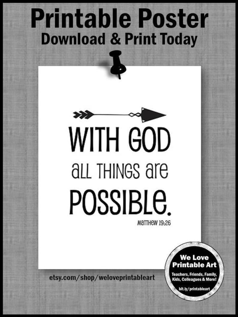 With God All Things Are Possible Matthew 19:26 Bible Verse Sign ...