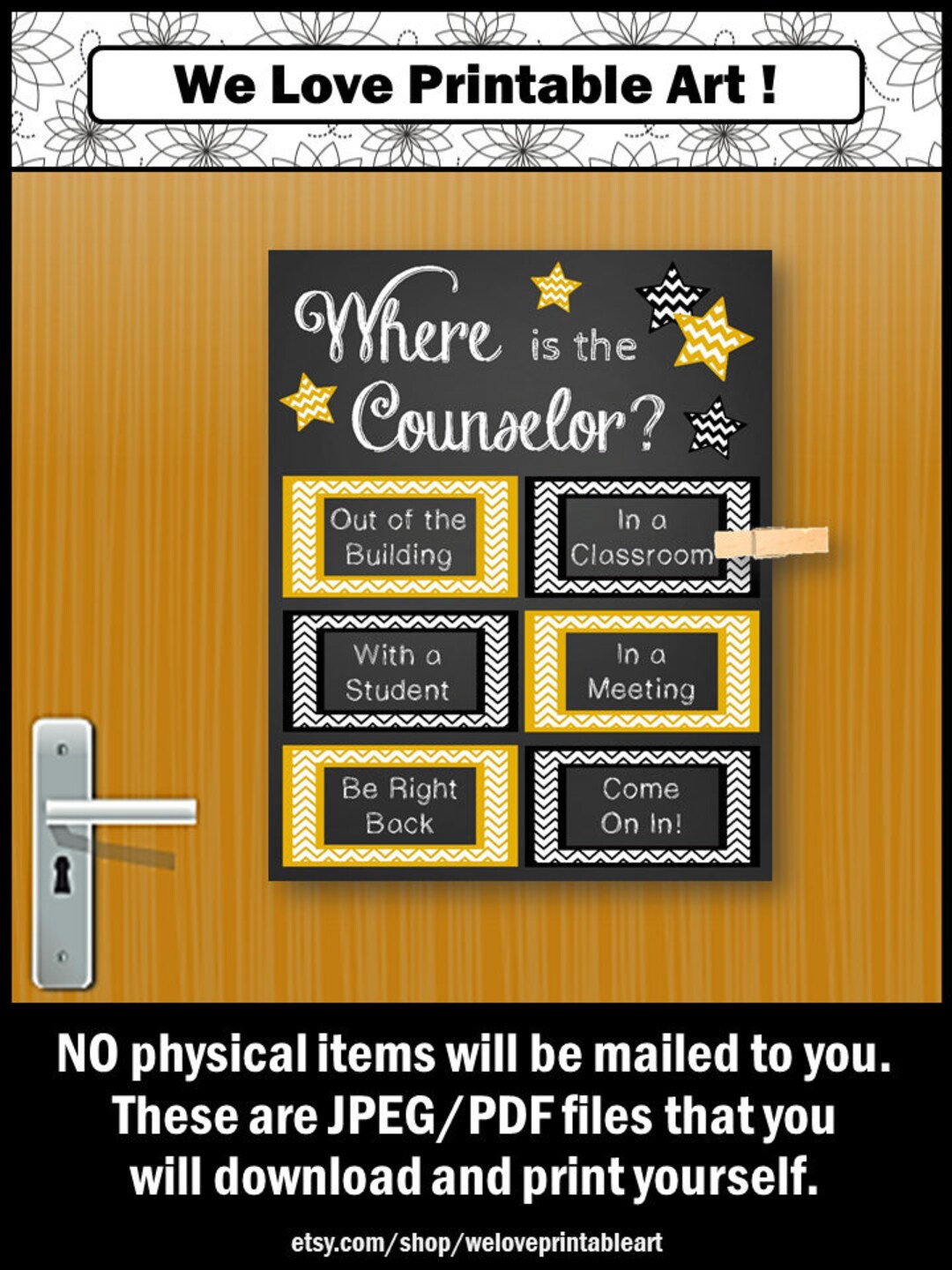 Where is the Counselor Office Door Sign, Gold and Black School ...