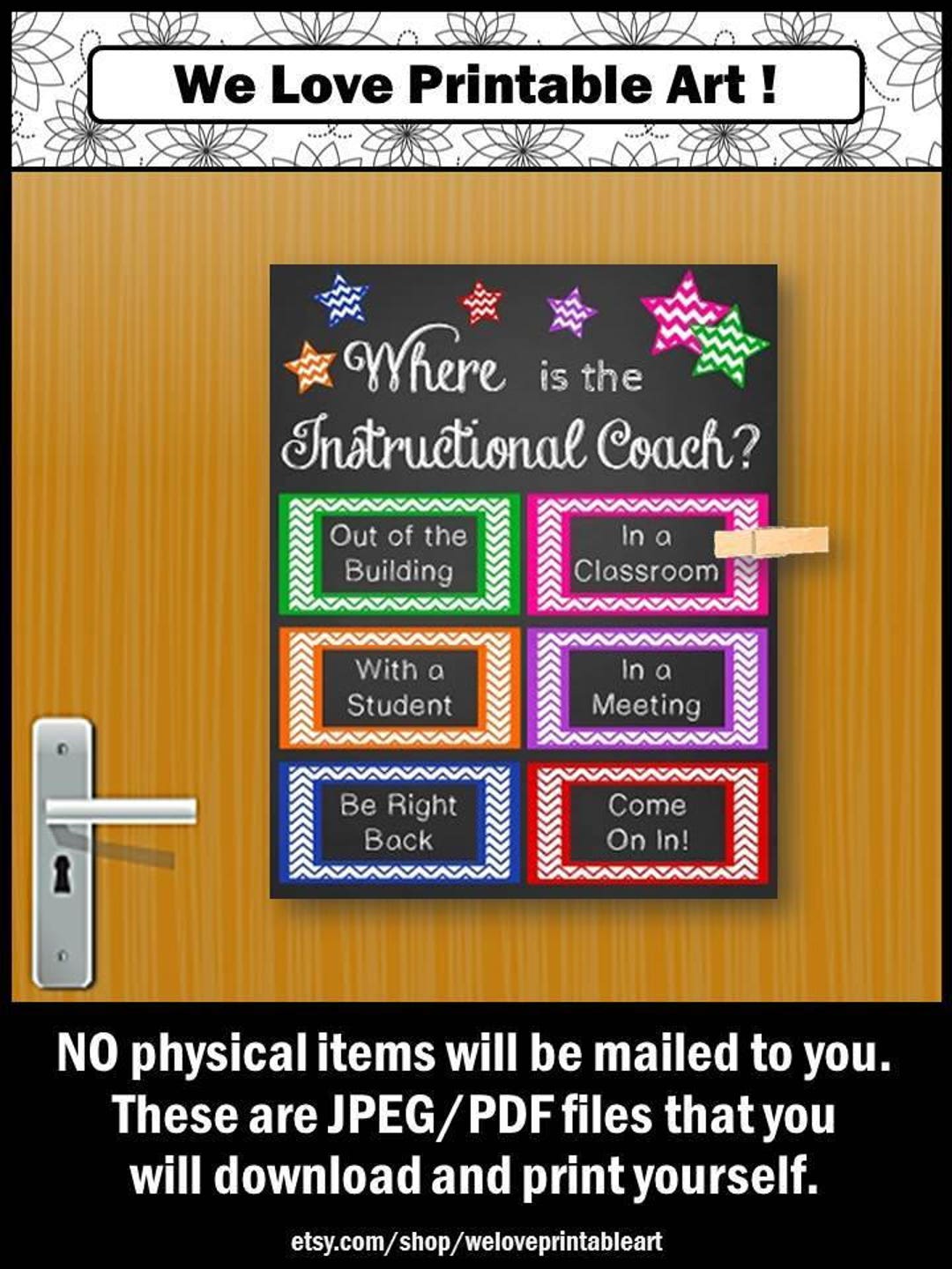 Instructional Coach Door Sign Instant Download NOT EDITABLE - Etsy