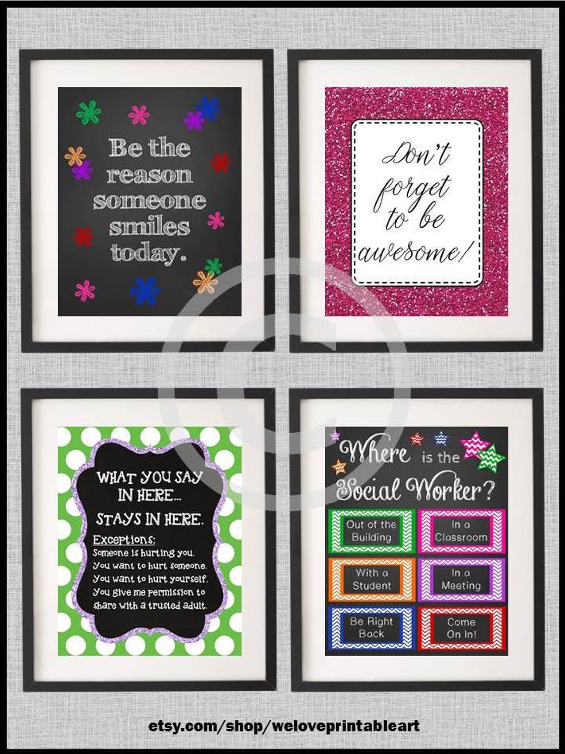Poster Bundle for School Social Worker Gift Ideas Office Door - Etsy