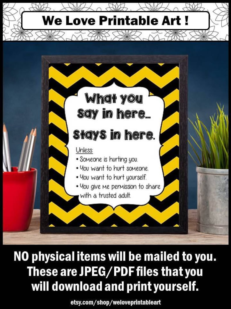 Confidentiality Poster School Counselor Gifts Counseling Sign | Etsy