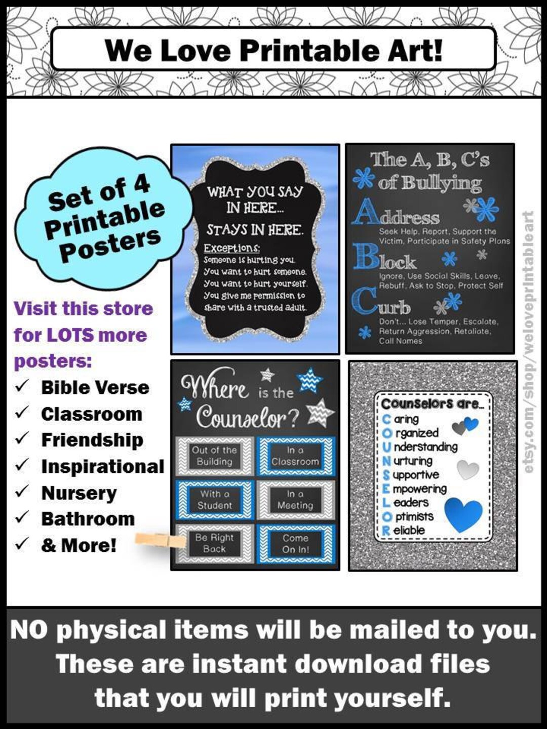 School Counseling BUNDLE School Counselor Gifts Office Door Sign ...