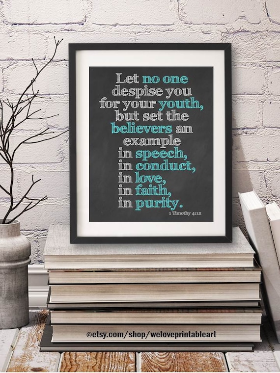 Youth Church Wall Art 1 Timothy 4:12 Bible Verse Download | Etsy