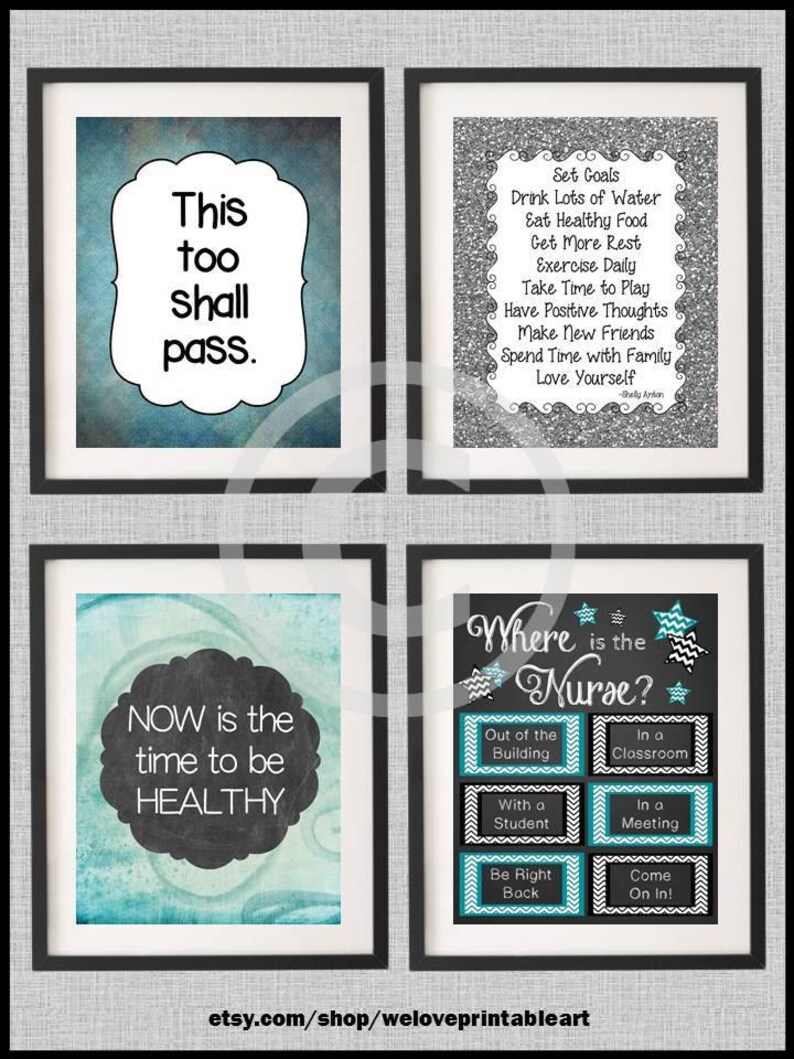 Teal and Black School Nurse Signs BUNDLE Office Decor Poster | Etsy