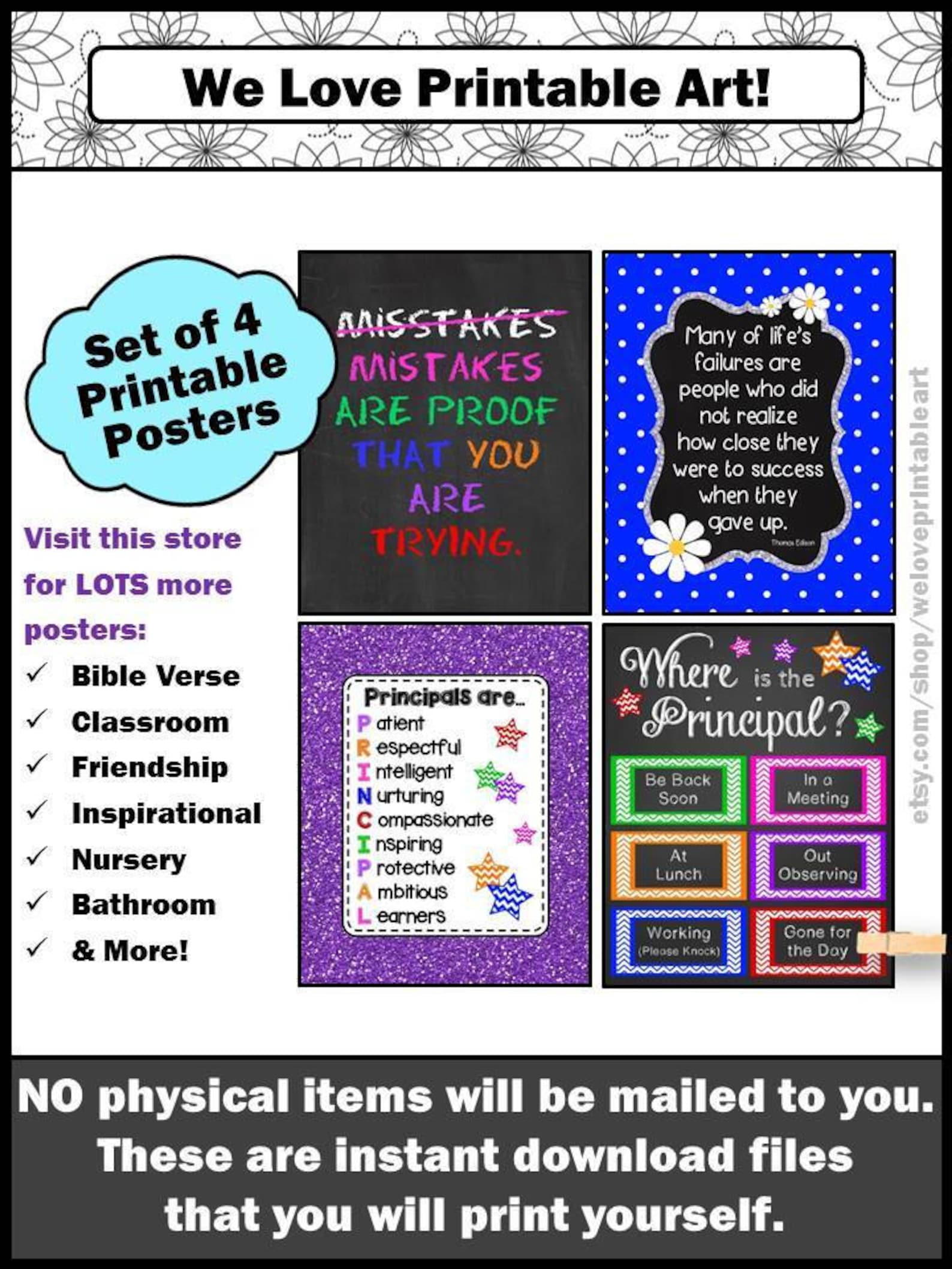 Principal Appreciation Gift Printable Office Decor Bundle | Etsy