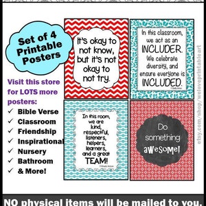 Inclusive Classroom Decor, Teamwork, Classroom Rules Poster BUNDLE ...
