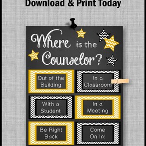 Where is the Counselor Office Door Sign, Gold and Black School ...