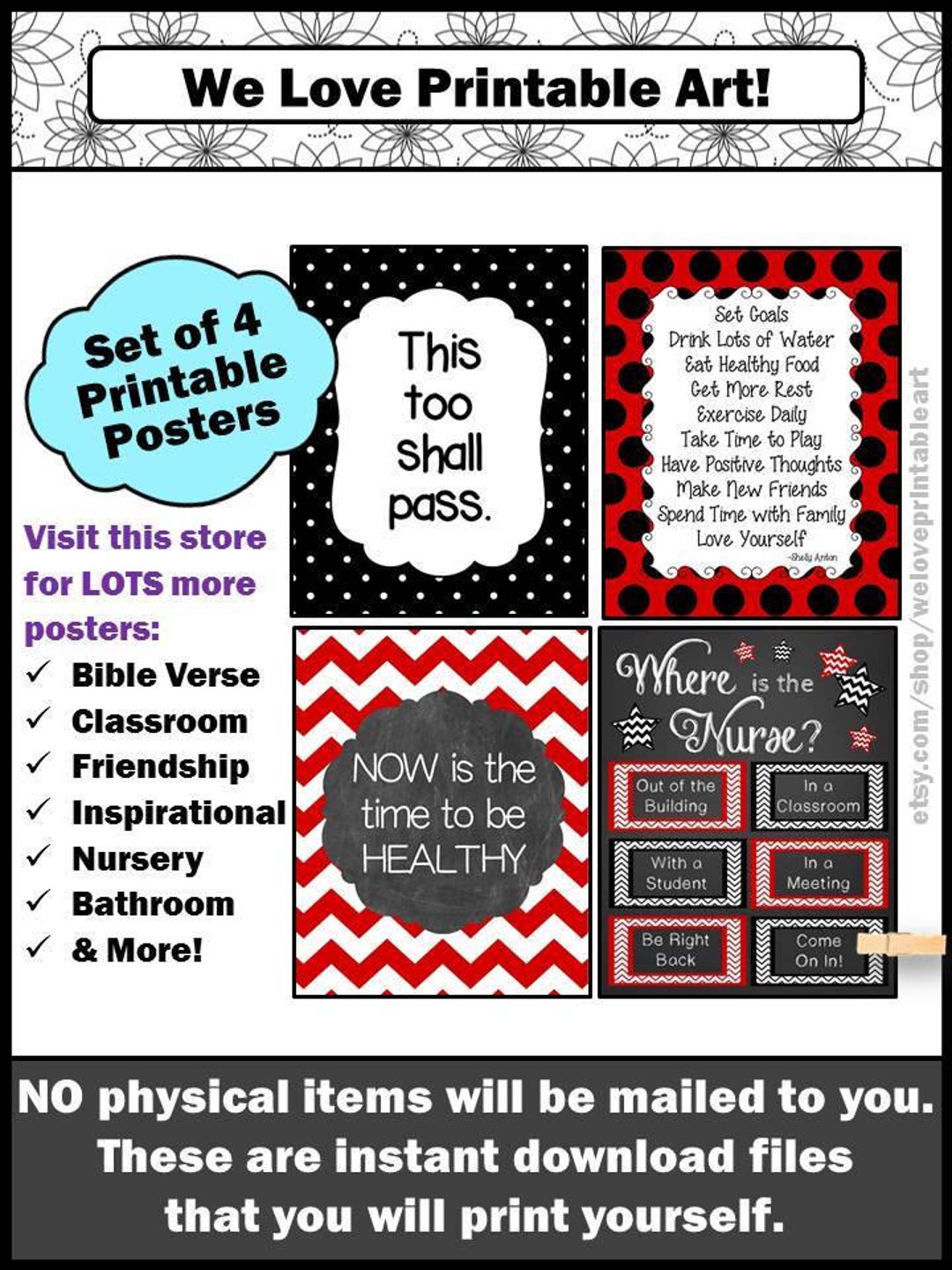 PRINTABLE School Nurse Poster BUNDLE, Office Door Signs, Decorations ...