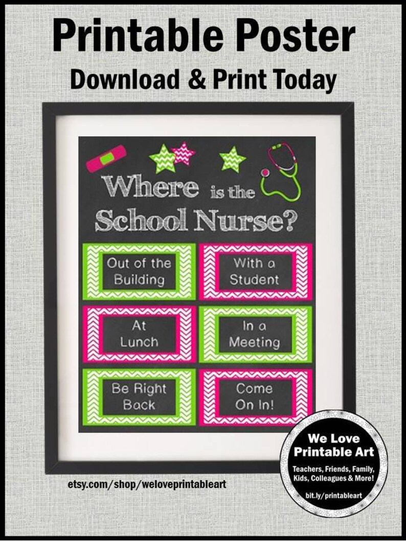 PRINTABLE Nurse Decorations, School Nurse Poster, Office Door Signs ...