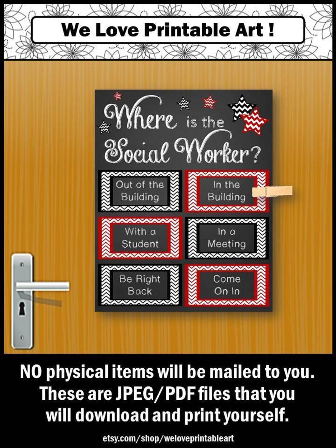 Out of Office Door Sign, School Social Worker Gift Idea, PRINTABLE ...