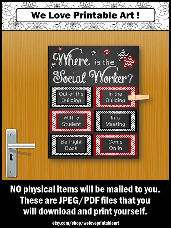 Out of Office Door Sign School Social Worker Gift Idea | Etsy