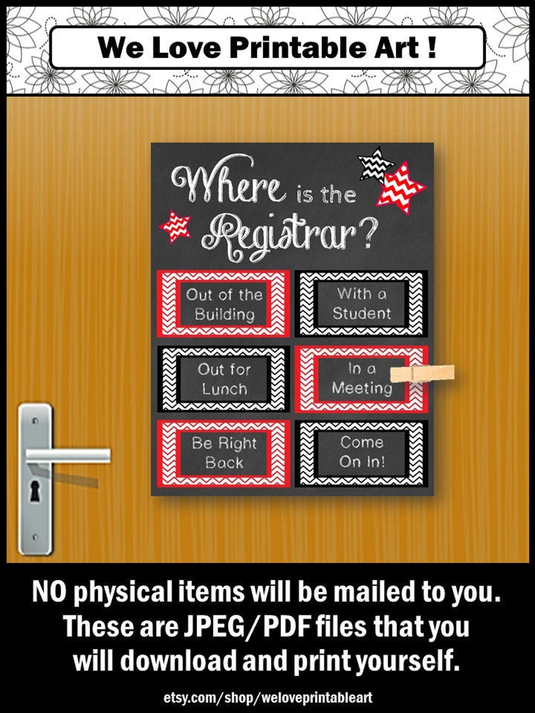 Registrar Office Door Sign, Printable, Not Editable - Etsy