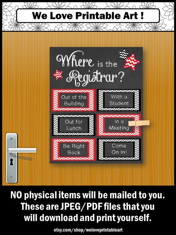 Registrar Office Door Sign Printable Not Editable - Etsy