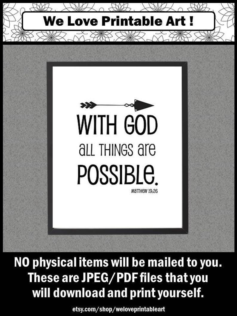 With God All Things Are Possible Matthew 19:26 Bible Verse - Etsy