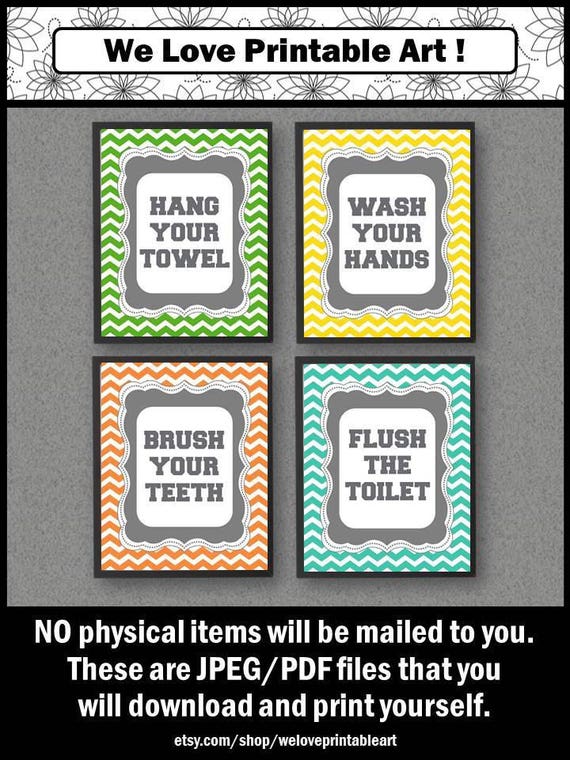 Bathroom Rules Signs Printable Bathroom Posters Wash Your - Etsy