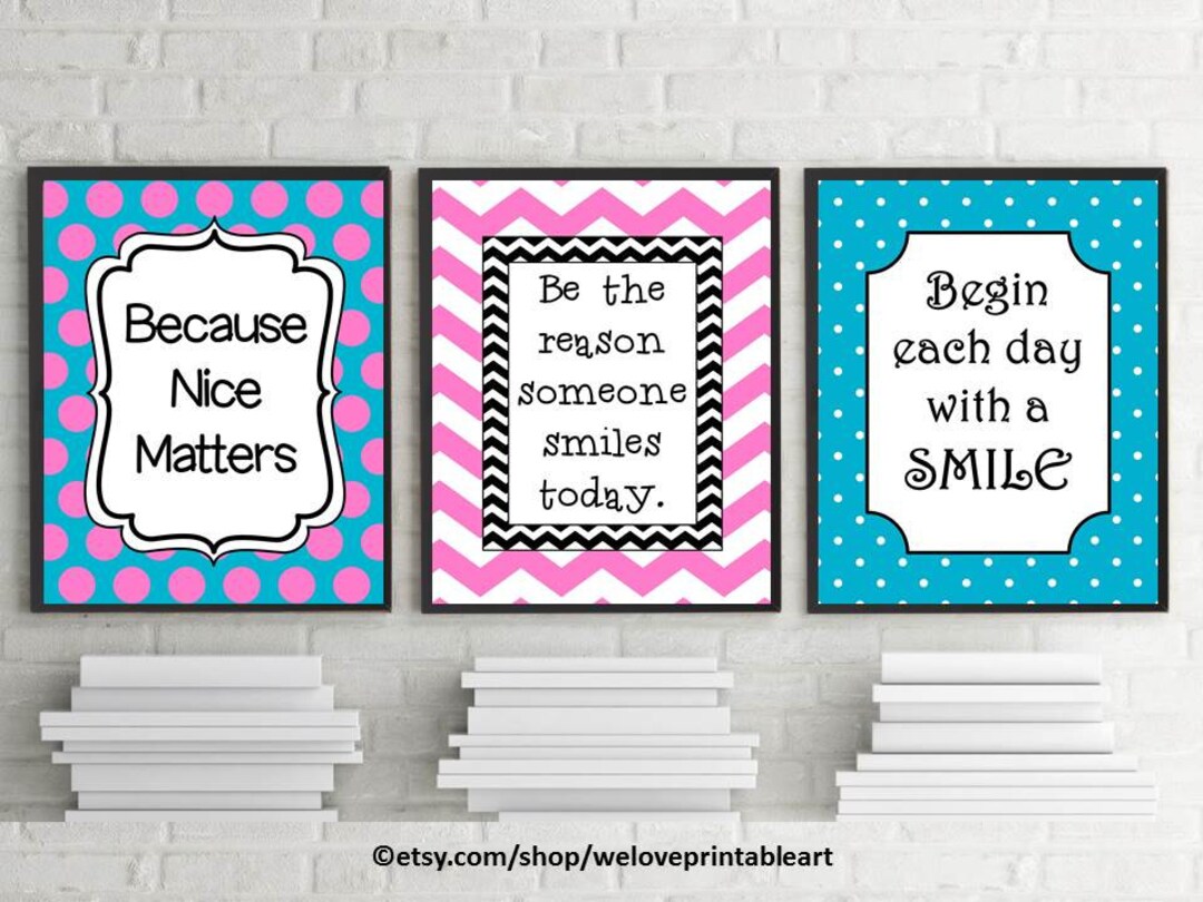 Pink Bedroom Signs for Girls, Printable Wall Art Girls Room Set of 4 ...