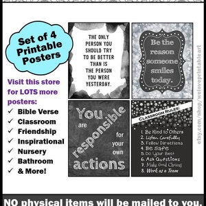 Classroom Rules Signs, Motivational Poster Set, Inspirational Wall Art ...