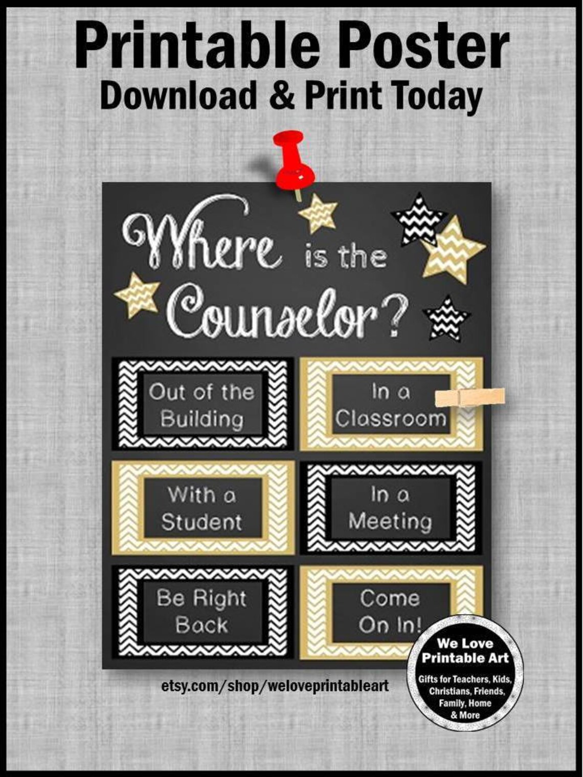 Black and Gold Where is the Counselor Sign Back to School - Etsy