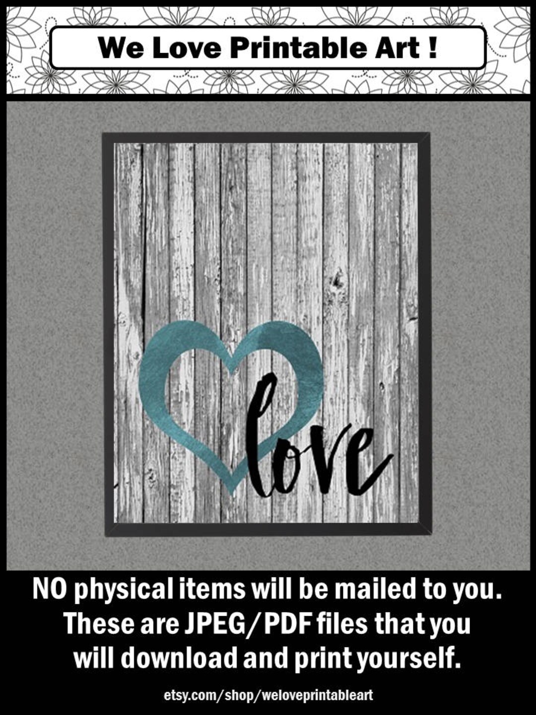 Word LOVE Print, Farm House Printable Wall Art, Instant Download - Etsy