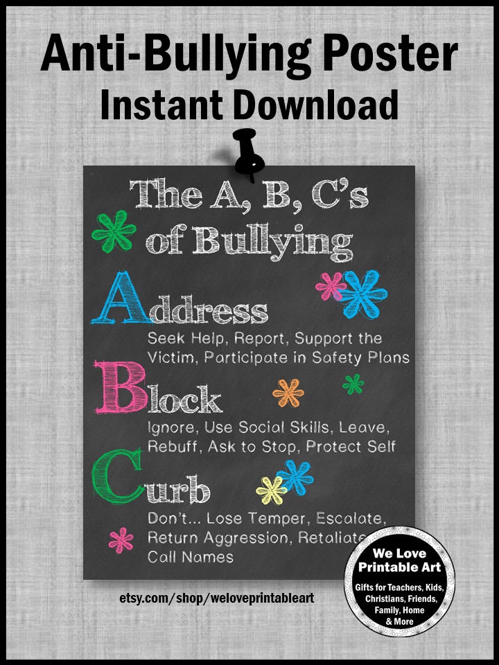 Anti-bullying Poster for Kids Bullying Stops Here Prevention - Etsy UK