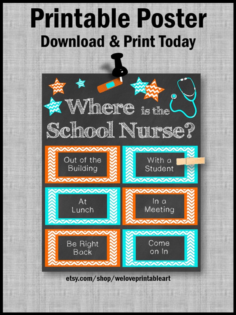 Where is the School Nurse Door Sign Printable Office Decor - Etsy