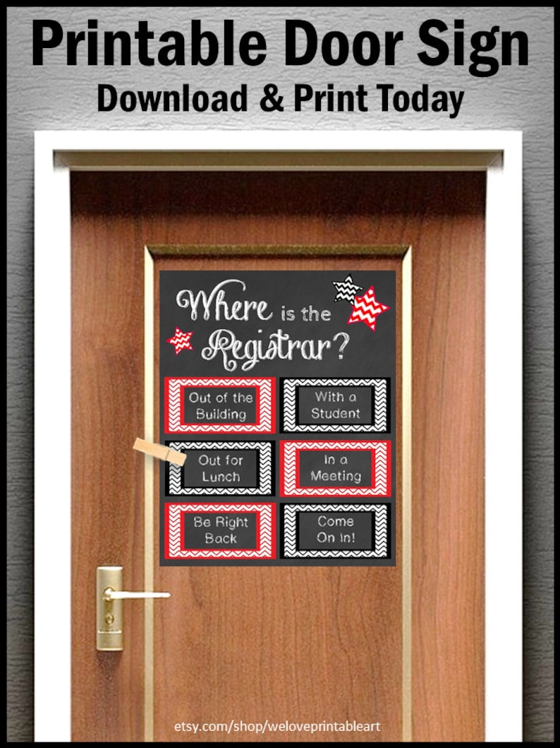 Registrar Office Door Sign, Printable, Not Editable - Etsy
