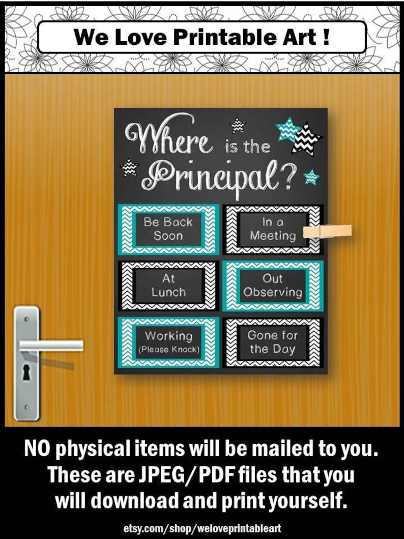 PRINTABLE Gift for School Principal, Office Door Sign, Where is the ...