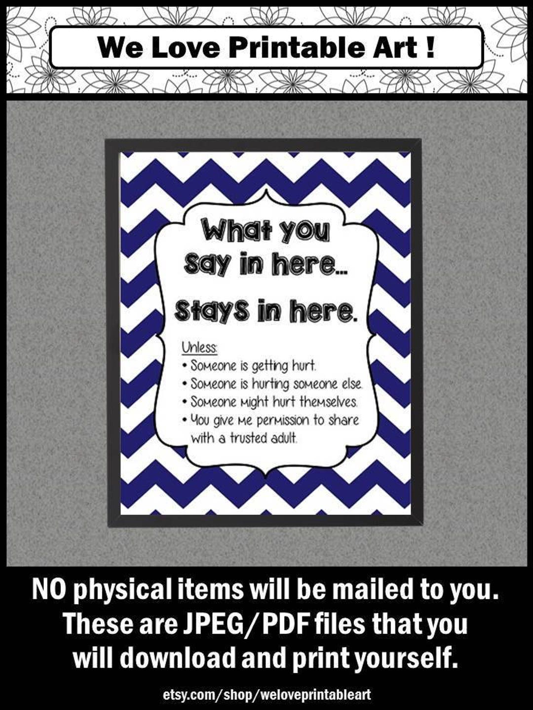 Navy Confidentiality Rules Sign, School Counselor Gifts, School ...
