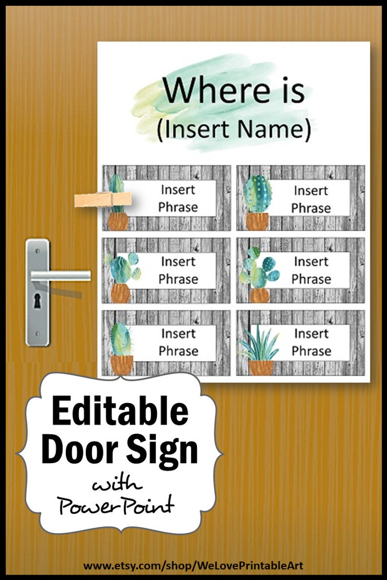 Succulent Office Decor Editable Door Signs Where is the Door - Etsy