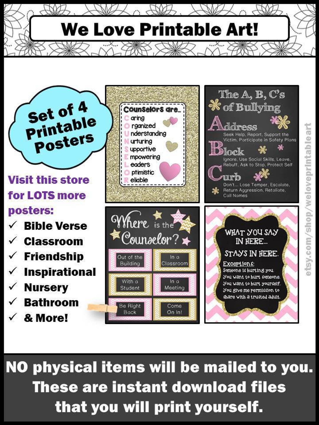 Gold and Pink School Counselor Gifts for Women, Counseling Office Door ...