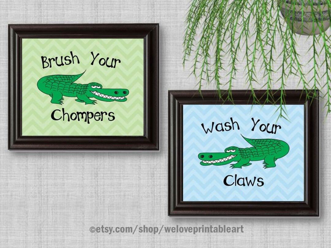 Printable Brush Your Teeth Sign, Wash Your Hands Poster, Cute Funny ...