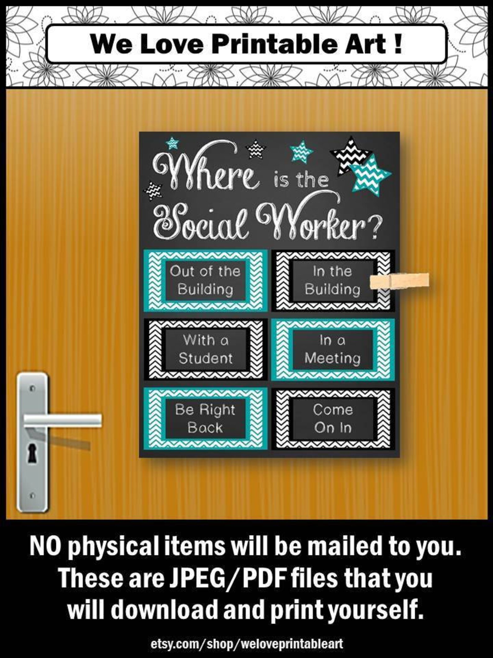Where is the Social Worker Door Sign, School Social Worker Gift, Teal ...