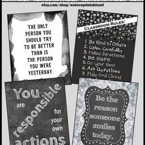 Classroom Rules Signs, Motivational Poster Set, Inspirational Wall Art ...