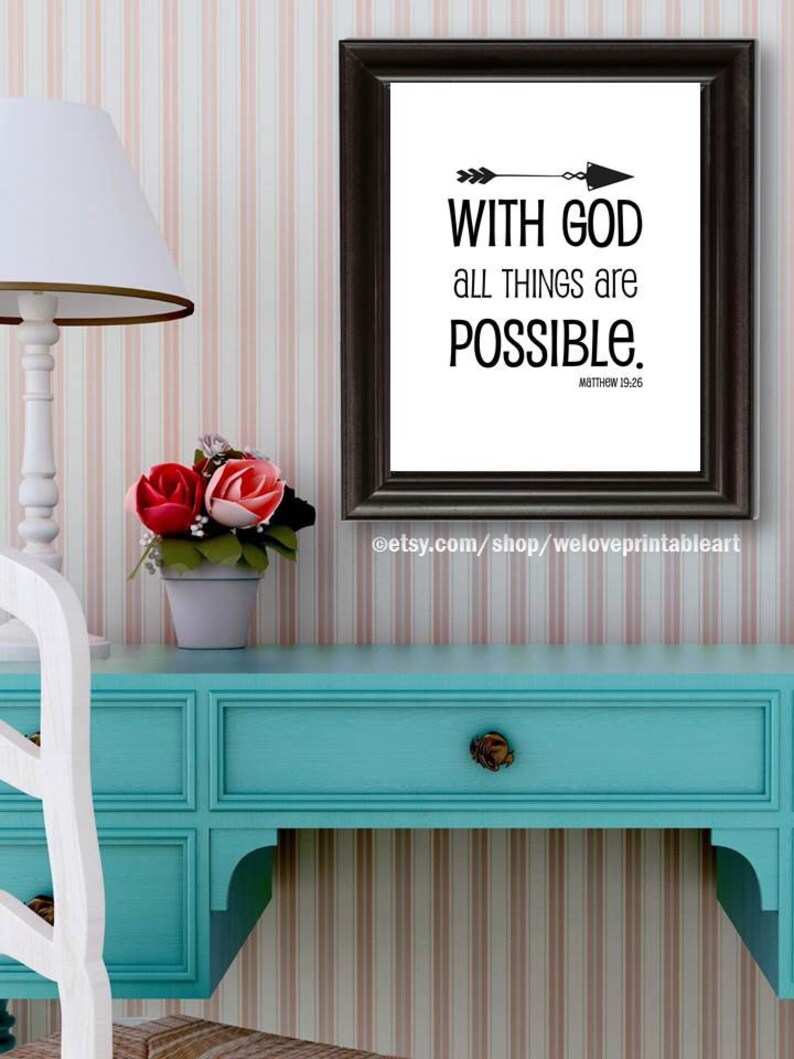 With God All Things Are Possible Matthew 19:26 Bible Verse - Etsy