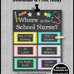 School Nurse Gift, Door Sign, Printable Decor, Nurses Appreciation Week ...