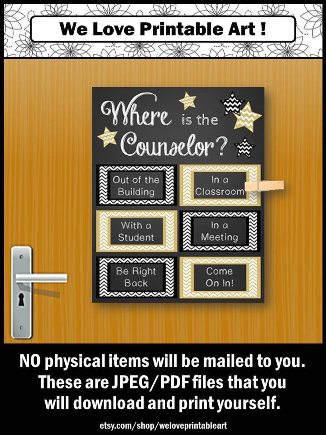 Black and Gold, Where is the Counselor Sign, Back to School Counseling ...