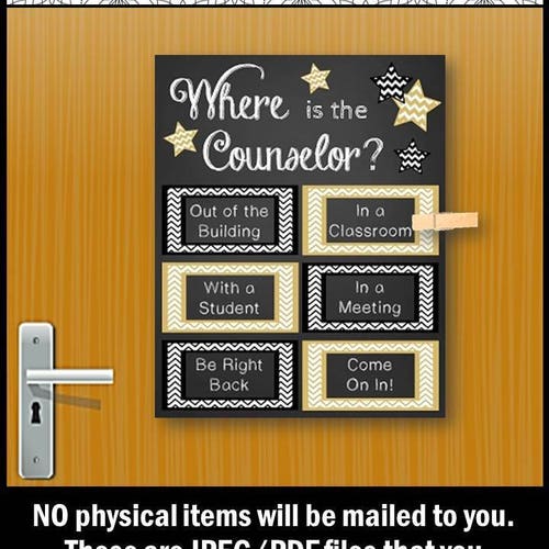 Black and Gold Where is the Counselor Sign Back to School - Etsy
