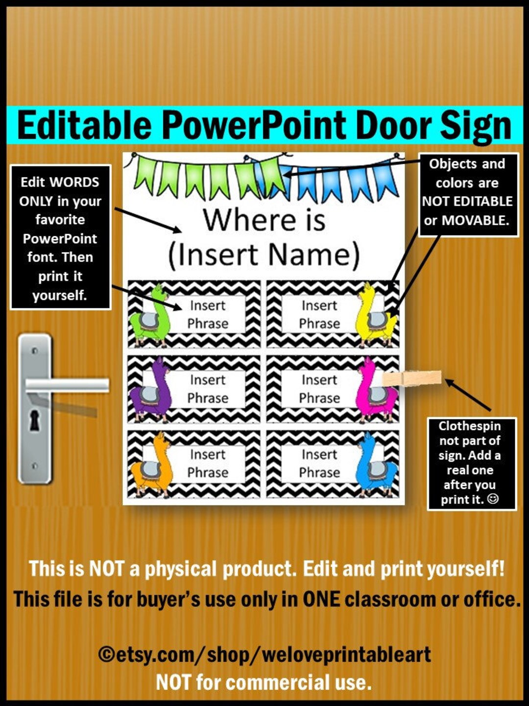 Llama Office Door Sign Personalized Editable Office Decor PRINTABLE - Etsy