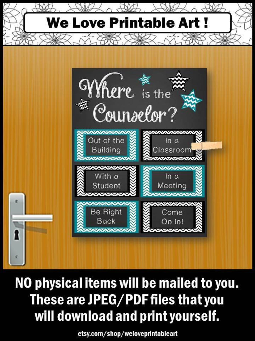Where is the Counselor Sign, Back to School Counseling Office Door Sign ...
