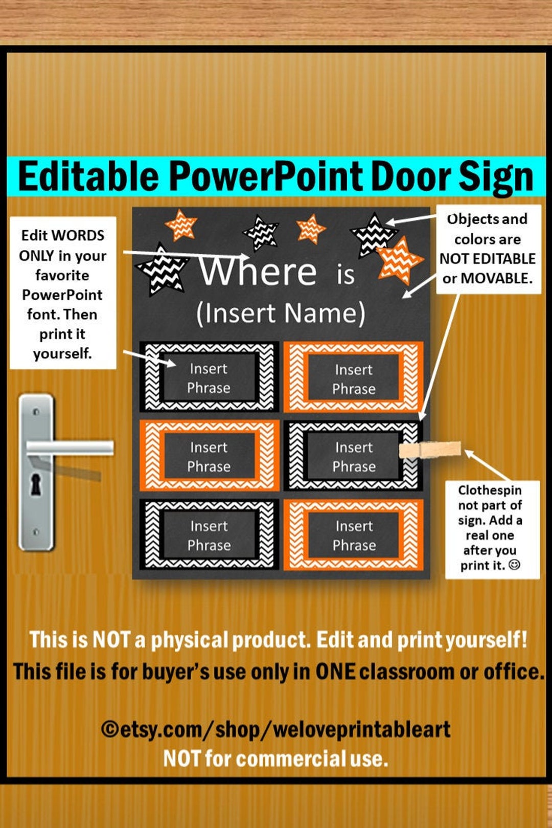 Office Door Sign Personalized Template, Printable Custom Powerpoint ...