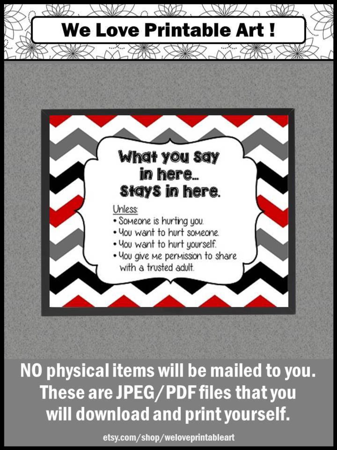 Confidentiality Rules, Counselor Gift Idea, Red Gray Black Counseling ...