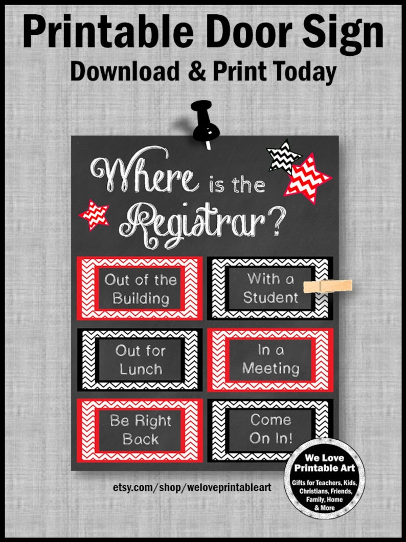 Registrar Office Door Sign, Printable, Not Editable - Etsy